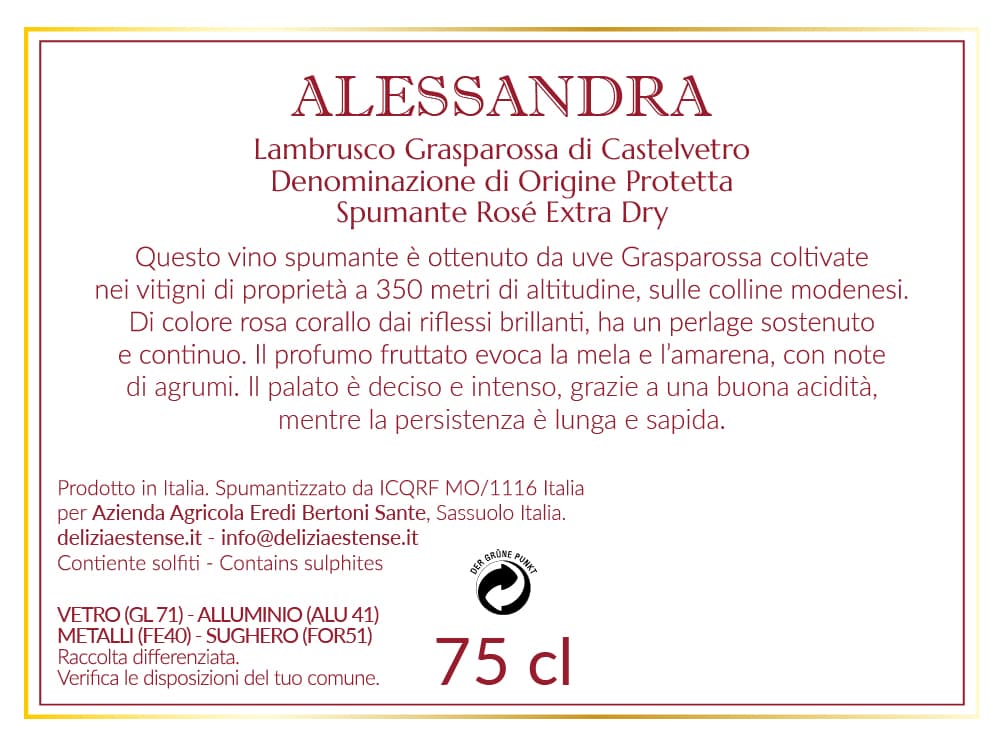 Spumante Rosé Extra Dry “Alessandra” - Aceto Balsamico di Modena IGP ...